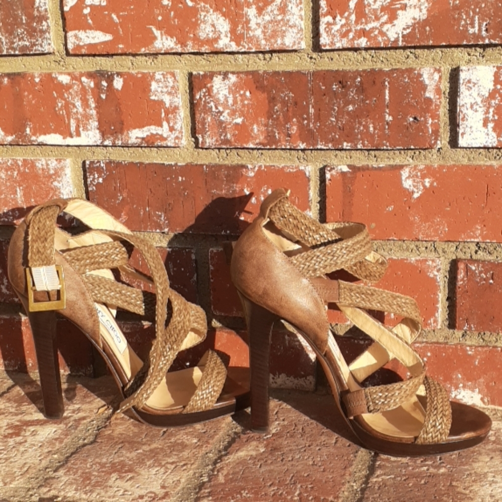 Jimmy Choo Bohemian Woven High Heels Sandals 37,5 - Gem